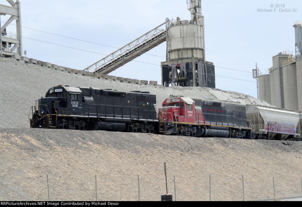 HRSX (Harbor Rail Services) GP-38-2 #3008 {ex NS} & GP-40 #3001 {ex WP} are working at the ...
